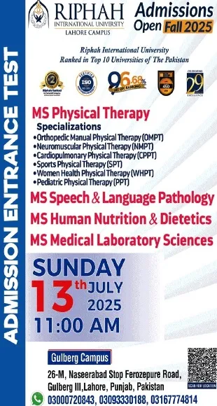 Riphah International University Lahore ( RIU) admission 2025 for Master ...